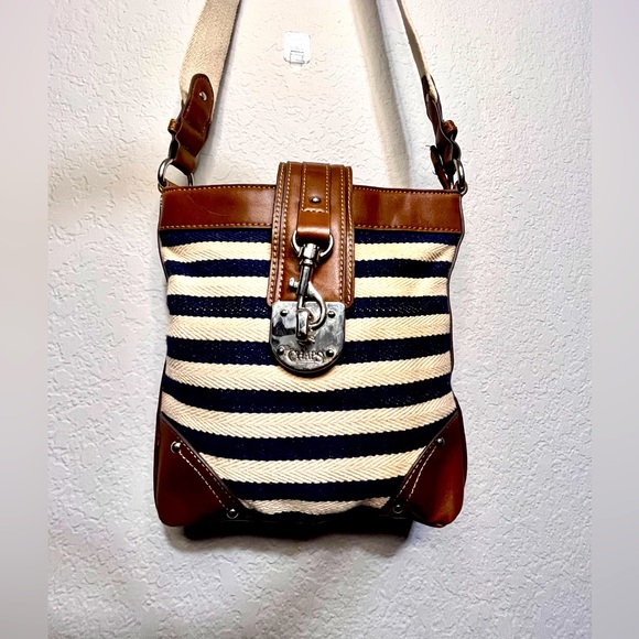 Chaps | Bags | Ralph Lauren Chaps Navy White Striped Canvas Shoulder ...